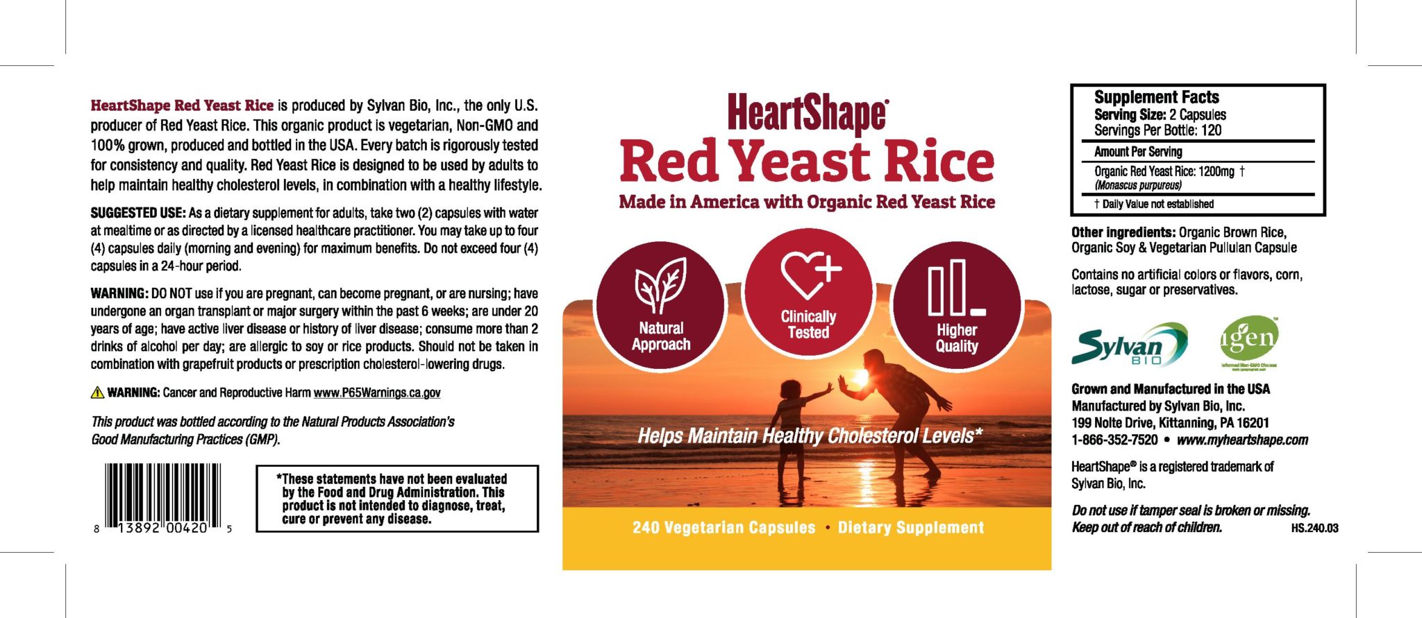 HeartShape® Red Yeast Rice 240 - Sylvan Wellness